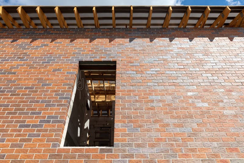 Brick Window in the Wall at a Construction Site Stock Photo - Image of ...