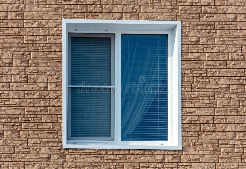 Window in the Brick Wall of the House. Background Stock Photo - Image ...