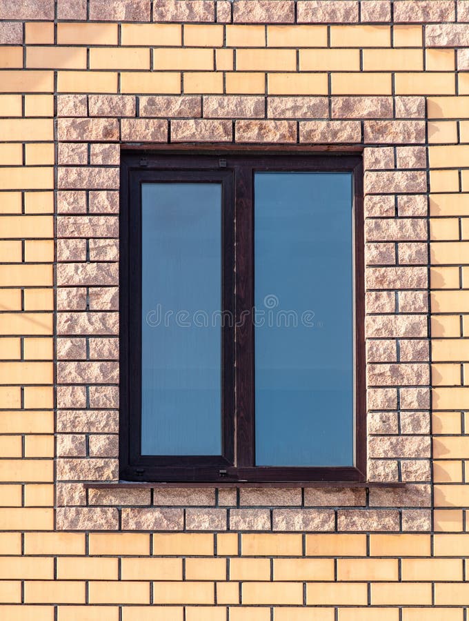 Window in the Brick Wall of the House. Background Stock Photo - Image ...