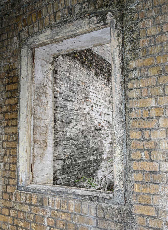 Window in Brick Wall Looking on Brick Wall Stock Photo - Image of ruins ...