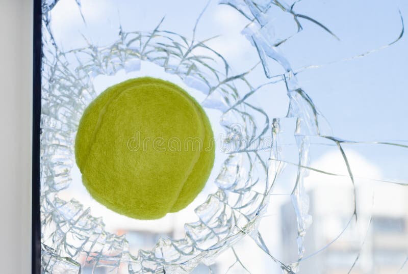 The Window is Broken by a Ball Stock Image - Image of crushed, broken ...