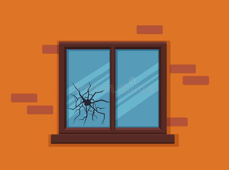 Window Broken with Cracked Glass Vector Illustration. Stock Vector ...