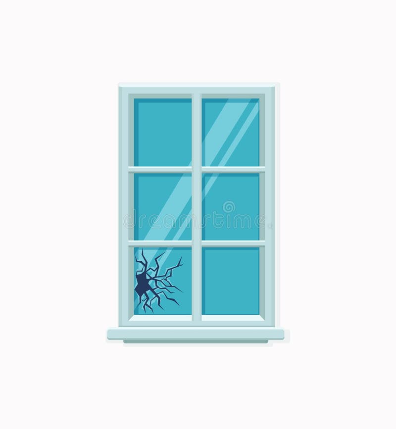 Window Broken with Cracked Glass Vector Illustration. Stock Vector ...