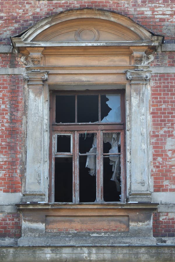 Window with Broken Glass in an Old House Stock Photo - Image of glass ...