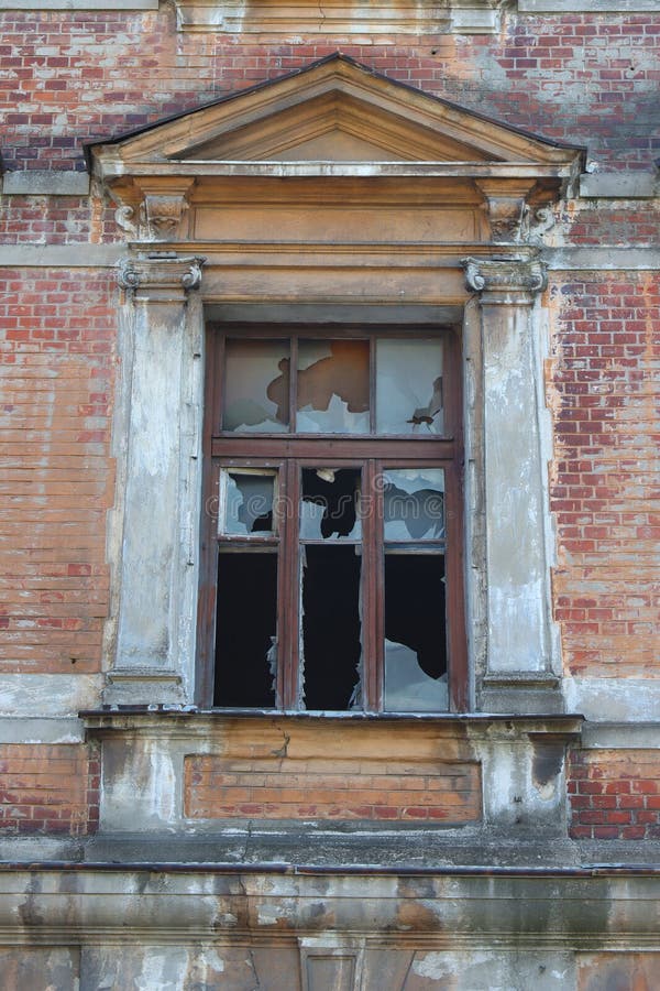 Window with Broken Glass in an Old House Stock Photo - Image of glass ...