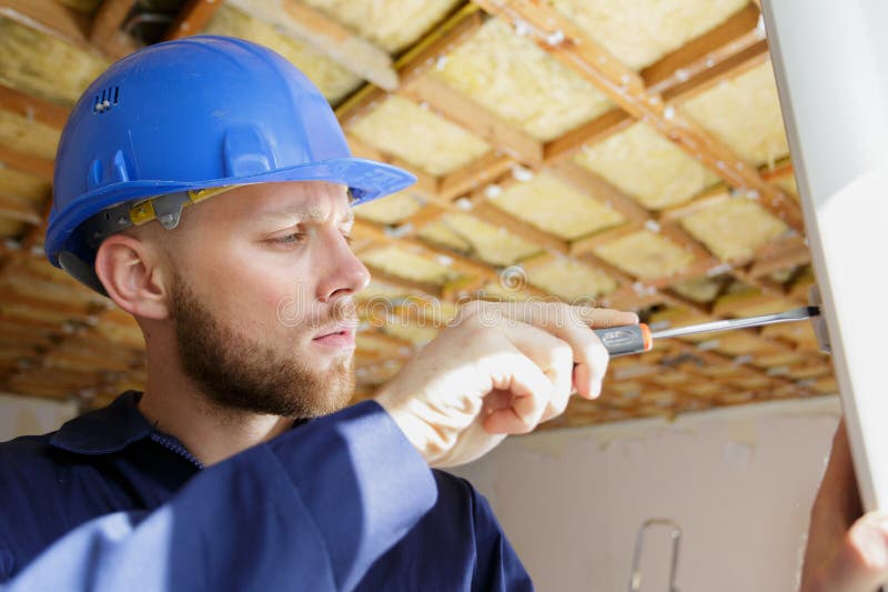 Window Builder Working on Mount New Installation Stock Photo - Image of ...