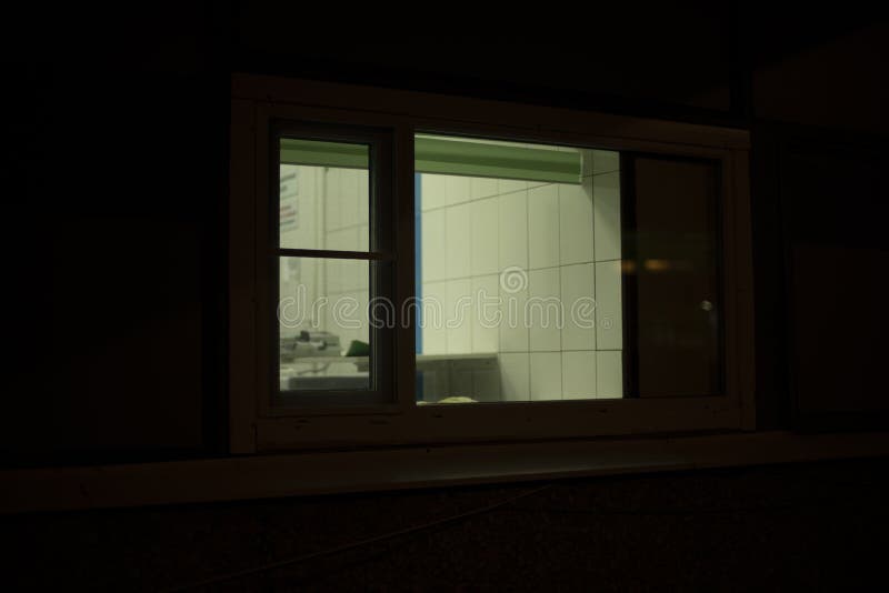 Window in Building. Single Window. Light in Dark Interior Stock Photo ...