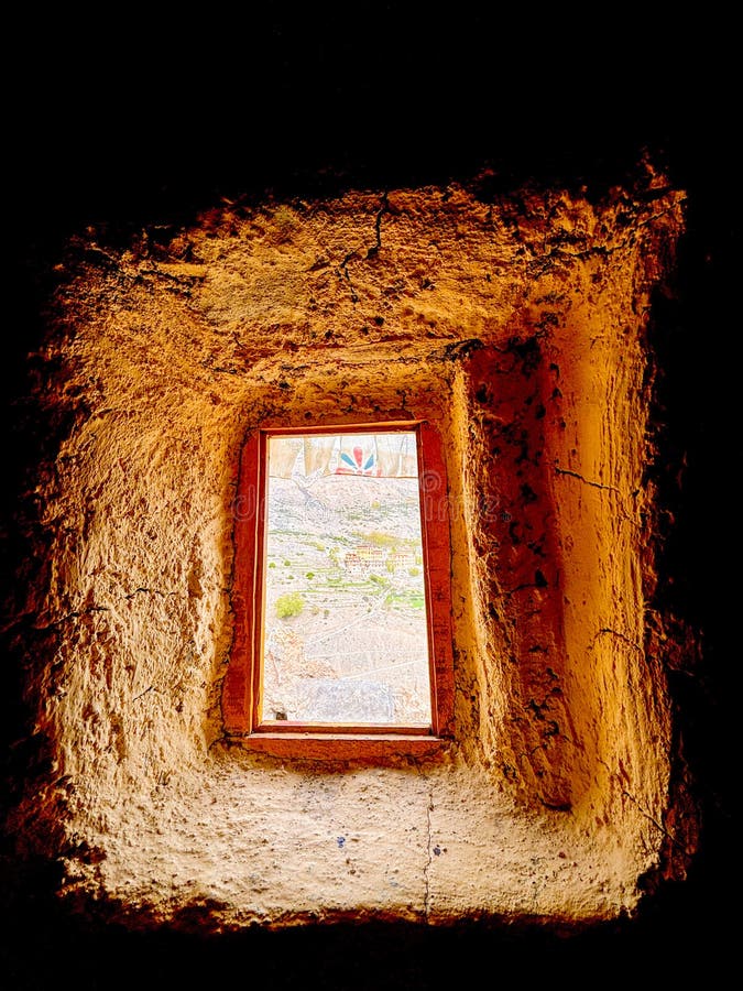 A Window in a Building with a View of the Outside, Spiti Valley India ...