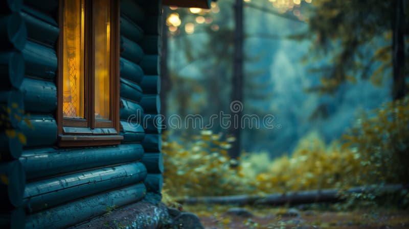 A Window of a Cabin in the Woods with Trees and Grass, AI Stock Photo ...