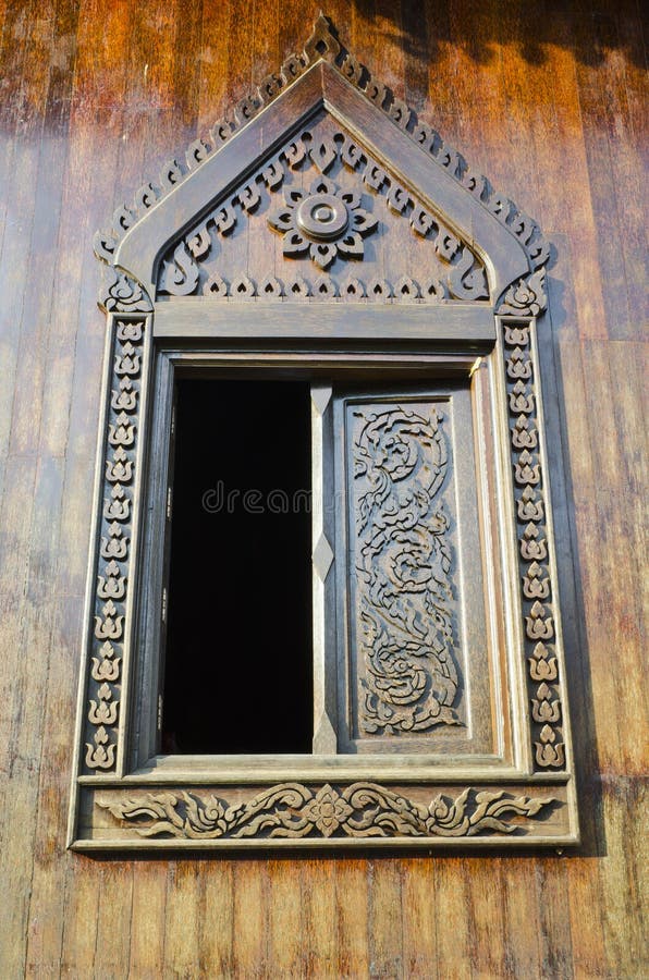 Window carved stock image. Image of buddhist, decorate - 23564551
