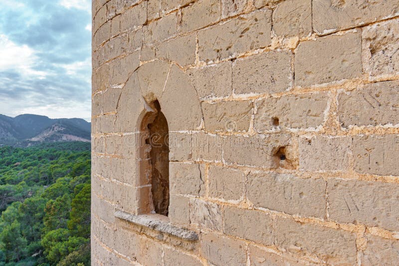 Window in the castle wall stock photo. Image of stone - 102961444