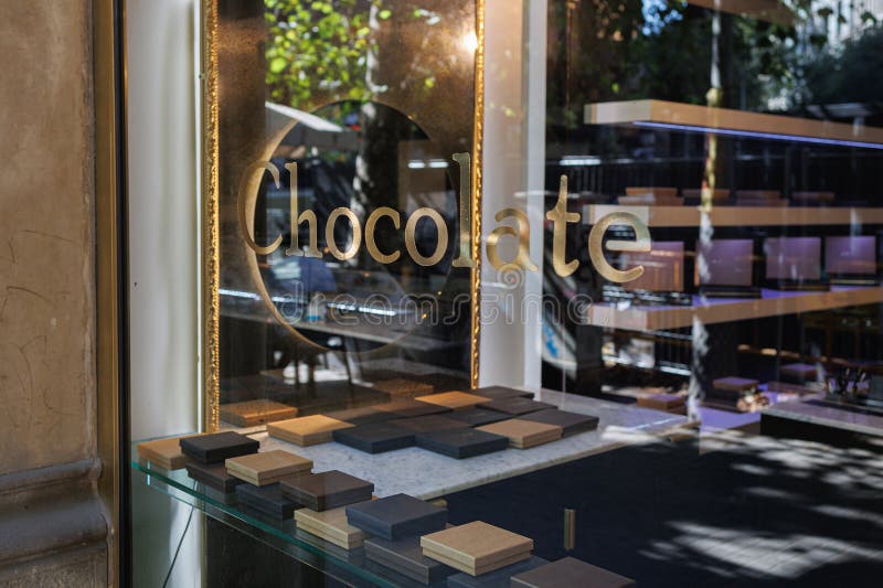 Window of a Chocolate Shop Displaying Boxes Containing Chocolate for ...