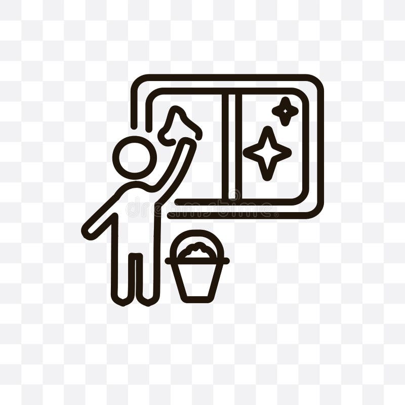 Cleaning Window Vector Linear Icon Isolated On Transparent Background ...