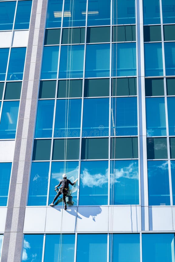 Window Cleaner at Work stock image. Image of copy, hang - 373208119