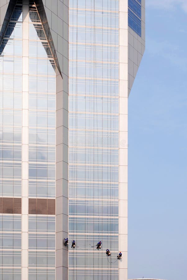 Window Cleaners Cleaning Skyscrapers Stock Image - Image of cleaner ...
