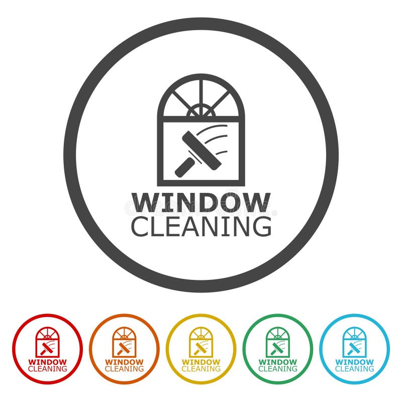 Window Cleaning Icon. Set Icons in Color Circle Buttons Stock ...