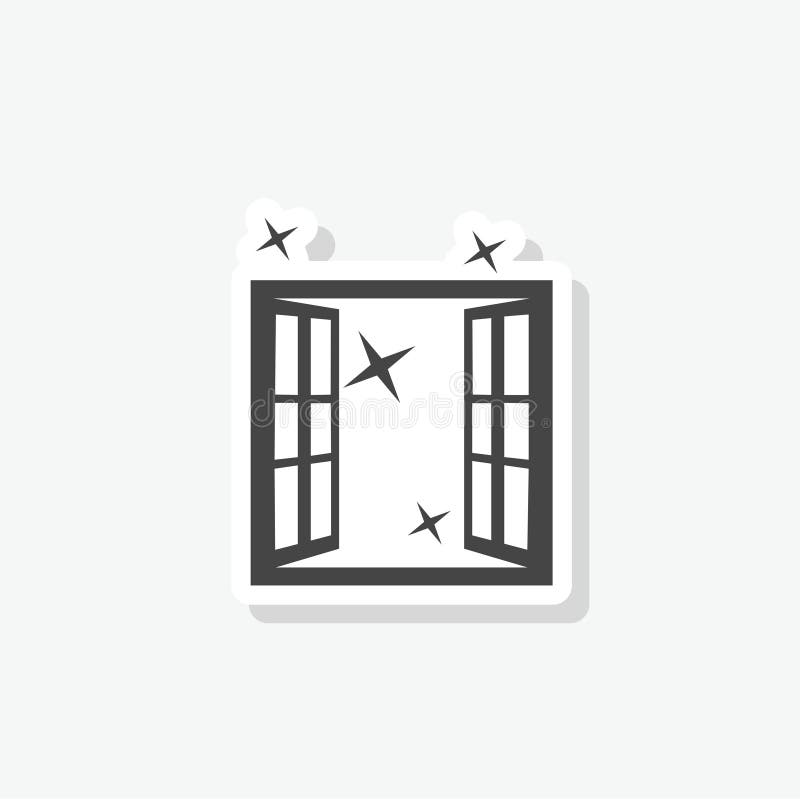 Window Cleaning Icon Sticker Isolated on White Background Stock Vector ...