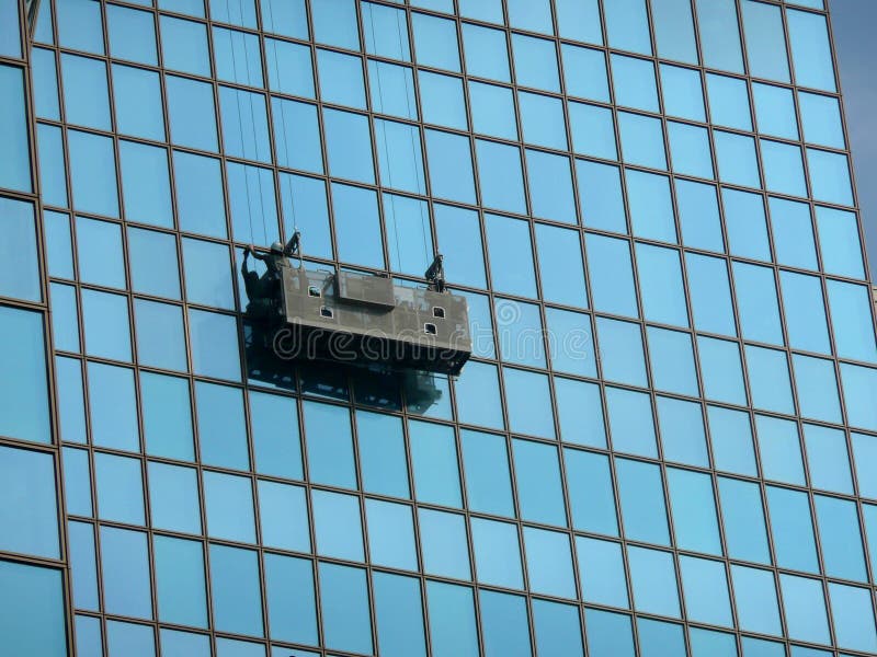 Window Cleaning Suspended Platform Stock Image - Image of blue, ropes ...