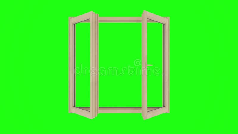 Window Closing Animation. White Window Profile Frame on Green Screen ...