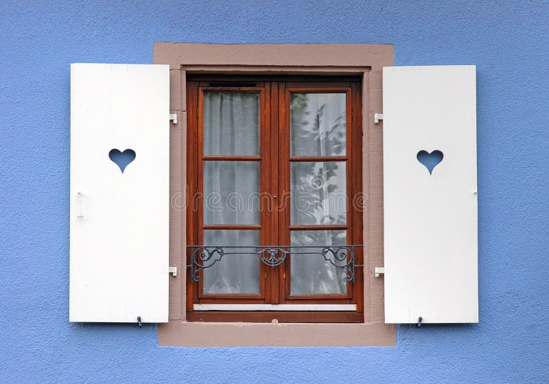 Window with Closing Shutters with Heart-shaped Carving Stock Image ...