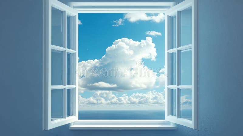 A Window with a Cloudy Sky Outside Stock Illustration - Illustration of ...
