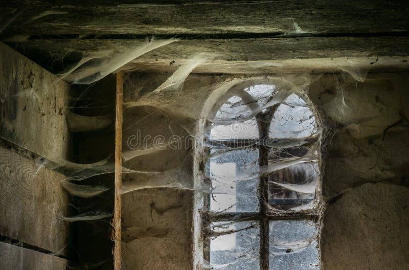 The Window With Cobwebs Of An Old Farmhouse Stock Photo - Image of ...