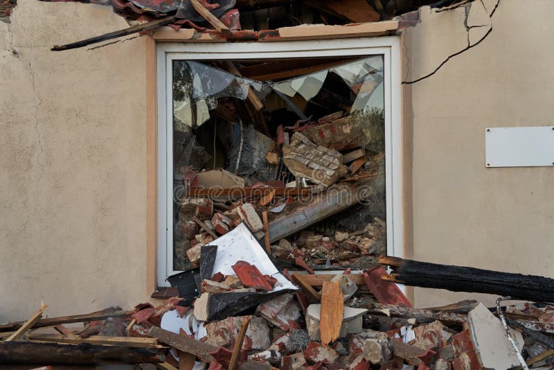 Window of a Collapsed House after a Fire Stock Image - Image of fire ...