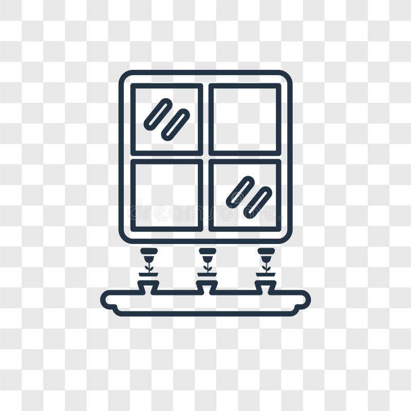 Window Concept Vector Linear Icon Isolated on Transparent Background ...