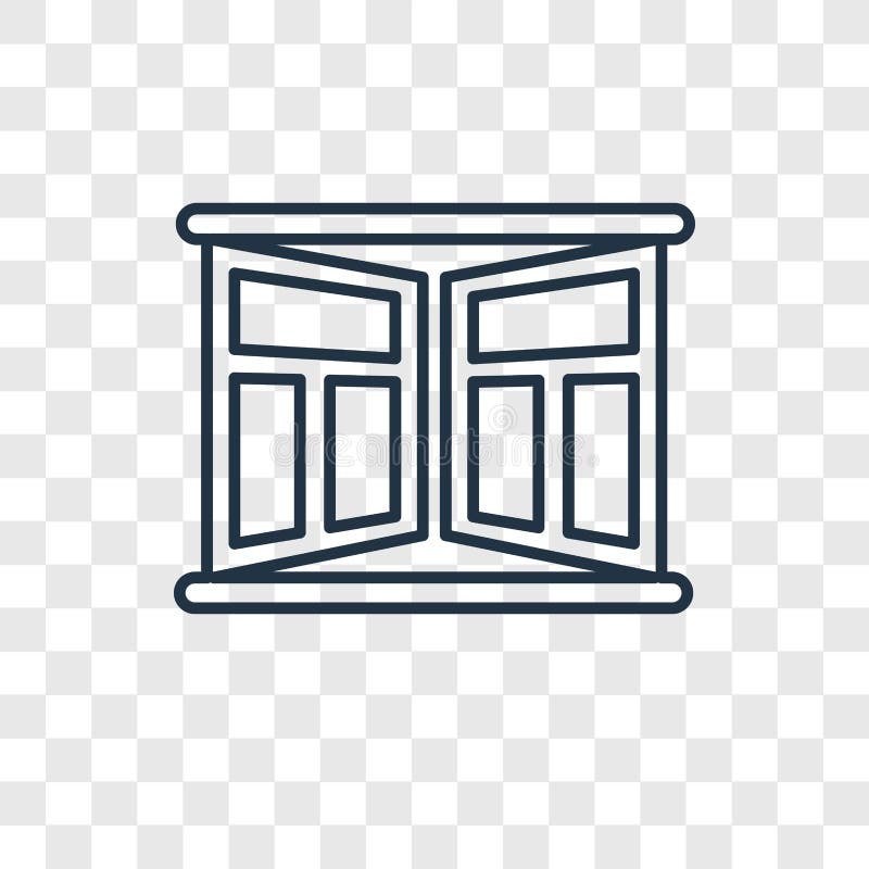 Window Concept Vector Linear Icon Isolated on Transparent Background ...