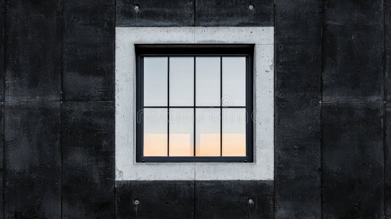 A Window in a Concrete Wall. Stock Image - Image of gray, dark: 373127797