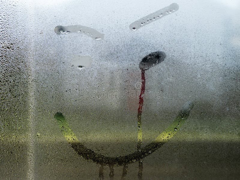 Window with Condensation and Smile Face with Tear Finger Drawing ...