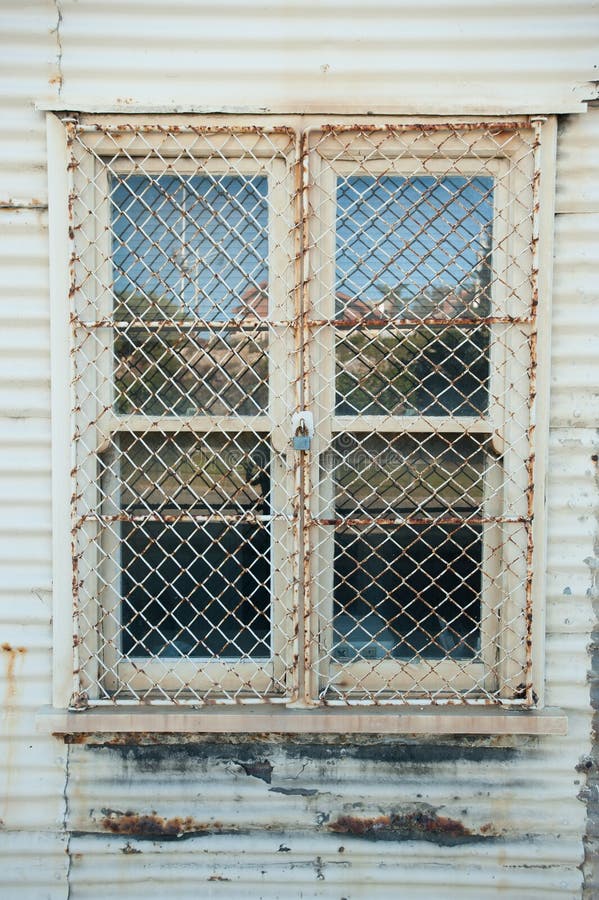 Window In Corrugated Aluminum Wall Stock Image - Image of iron ...