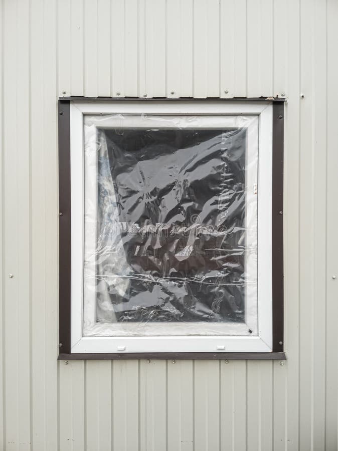 The Window is Covered with Film after Breaking by Explosion Stock Photo ...