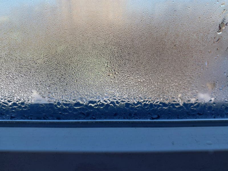 Window Covered with Frozen Drops of Condensate Water Stock Photo ...