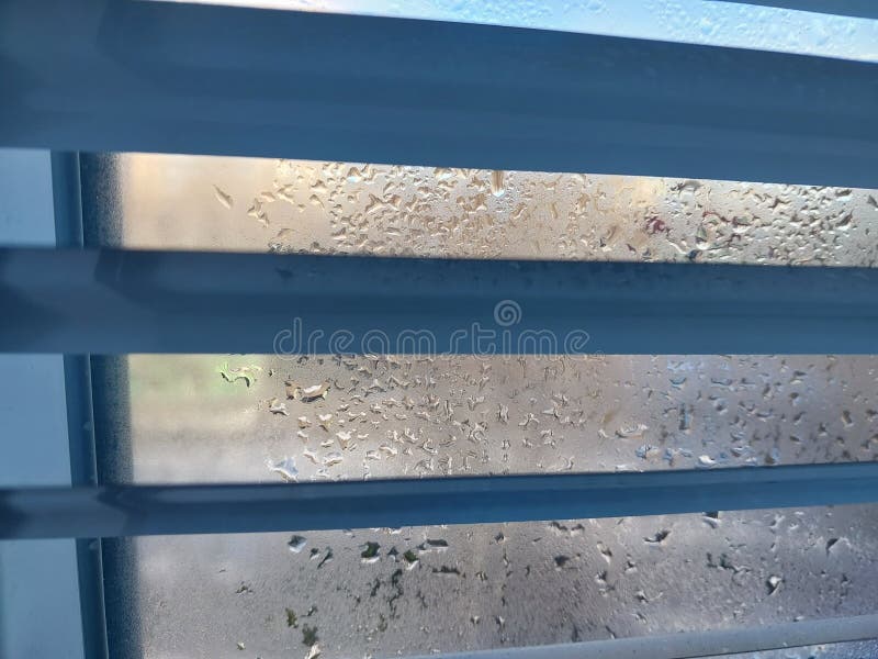 Window Covered with Frozen Drops of Condensate Water Stock Photo ...