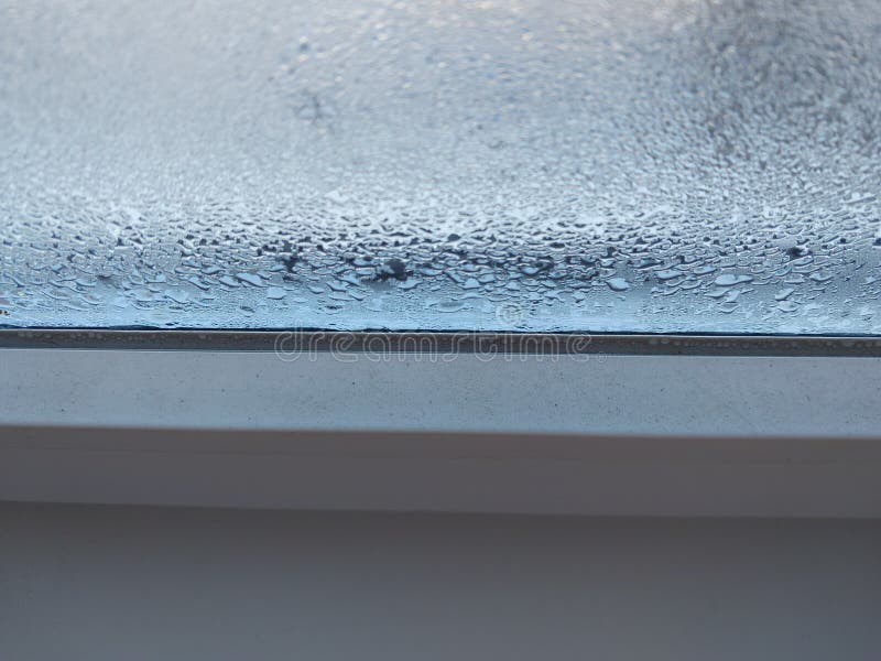 Window Covered with Frozen Drops of Condensate Water Stock Photo ...