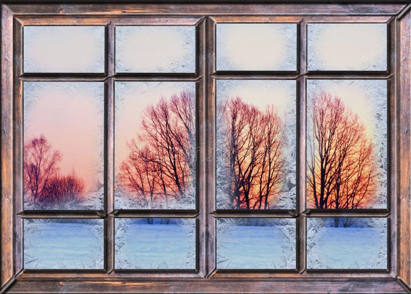 The Window is Covered with Ice Frost Stock Image - Image of frosted ...
