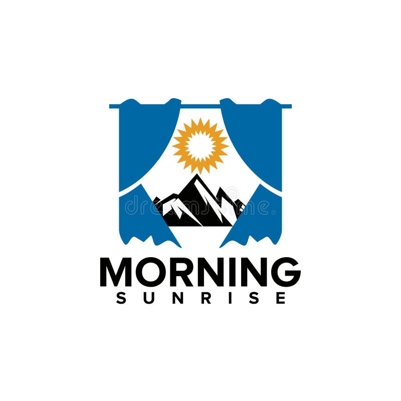 Window Curtain Hotel Sunrise View Logo Design Stock Vector ...