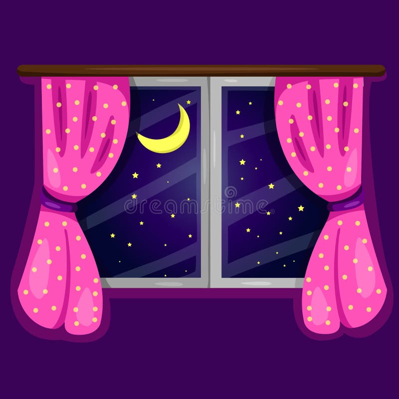 Window with curtain stock vector. Illustration of cartoon - 42317747