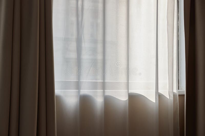 Window Curtain in a Plain Hotel Room Stock Image - Image of calm ...