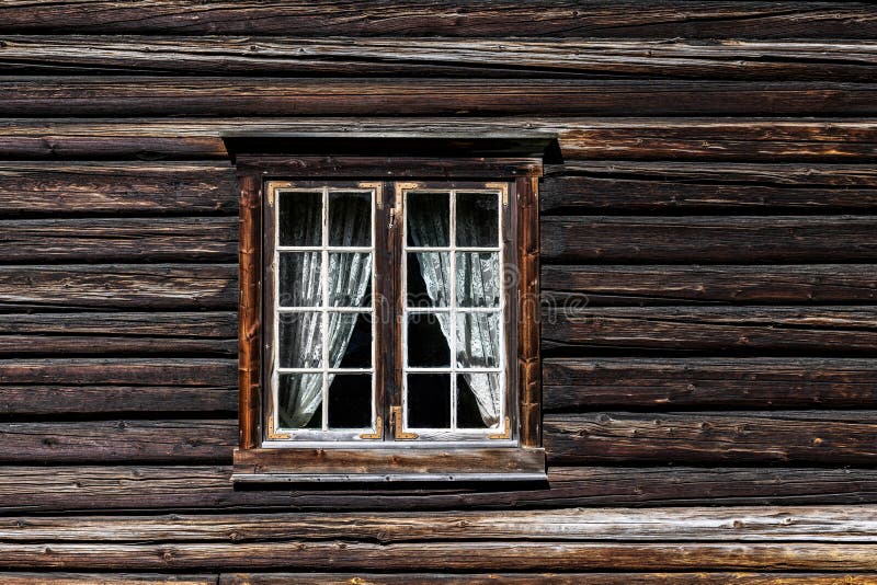 Window on an Old Wooden House Stock Image - Image of detail, texture ...