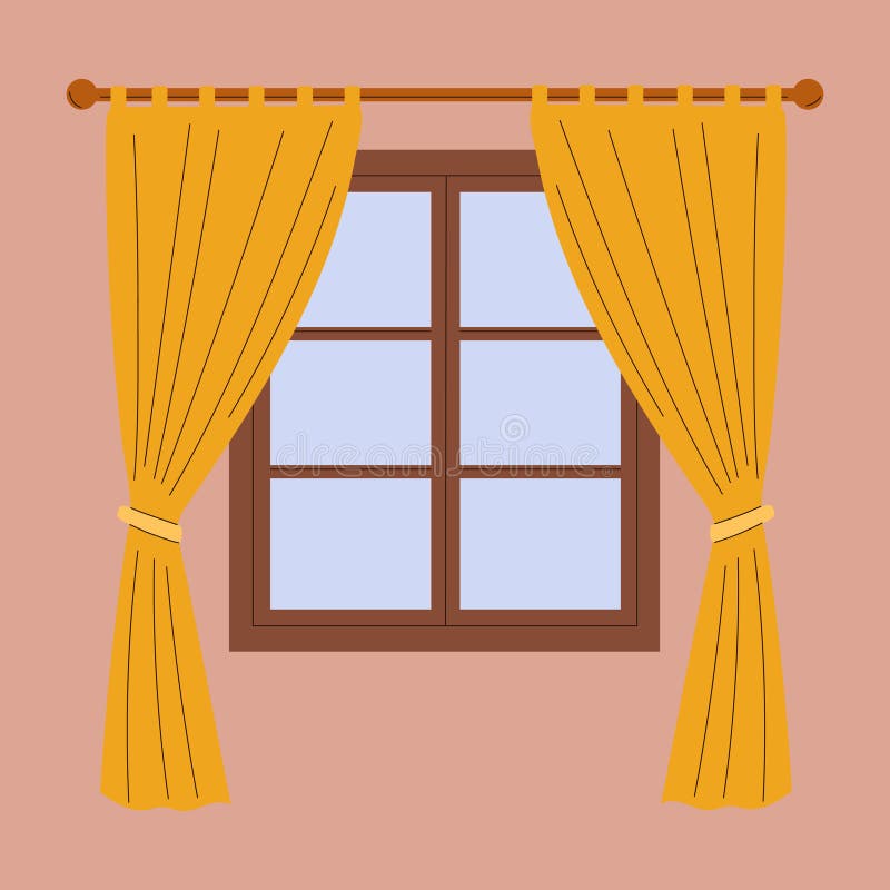 Cartoon Closed Window Curtains