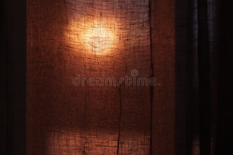 Window Curtains in Sunset Light Dark Interior Stock Photo - Image of ...