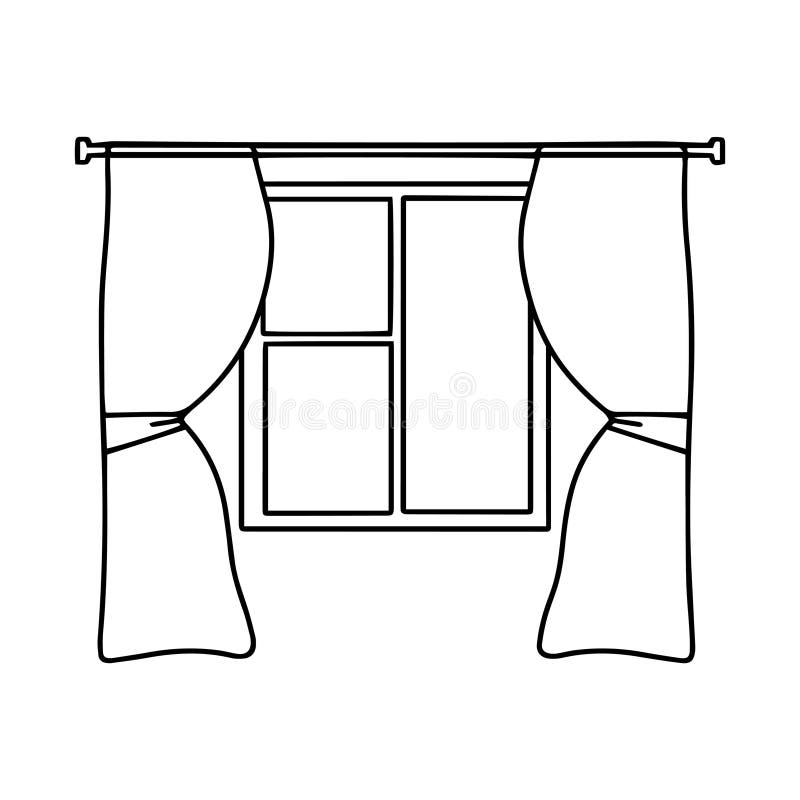 Window and Curtains, Vector Interior of Home Room. House Window Vector ...