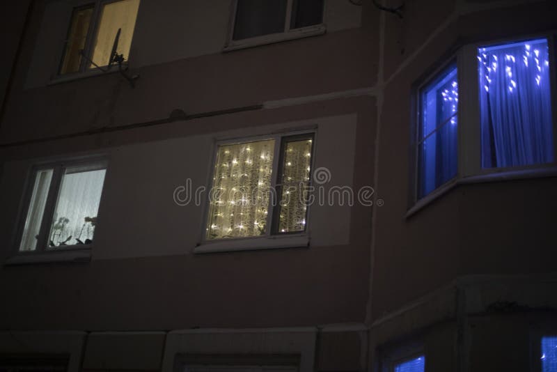 Window is in Dark. Light in Window Stock Image - Image of facade, house ...