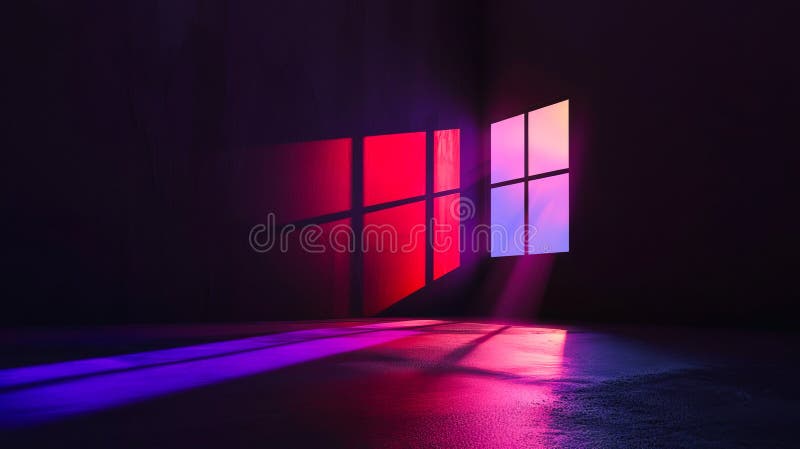 A Window in a Dark Room with Purple and Blue Light Stock Photo - Image ...