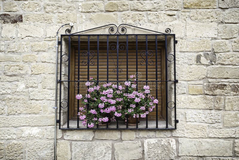 Window Decorated with Flowers Stock Image - Image of leaves, floral ...