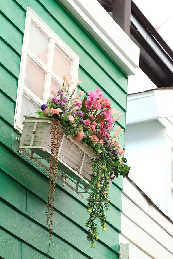 Window Decorated with Fresh Flowers Stock Image - Image of decoration ...