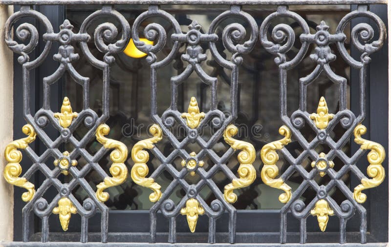 Window with Decorative Metal Grid Stock Photo - Image of geometrical ...