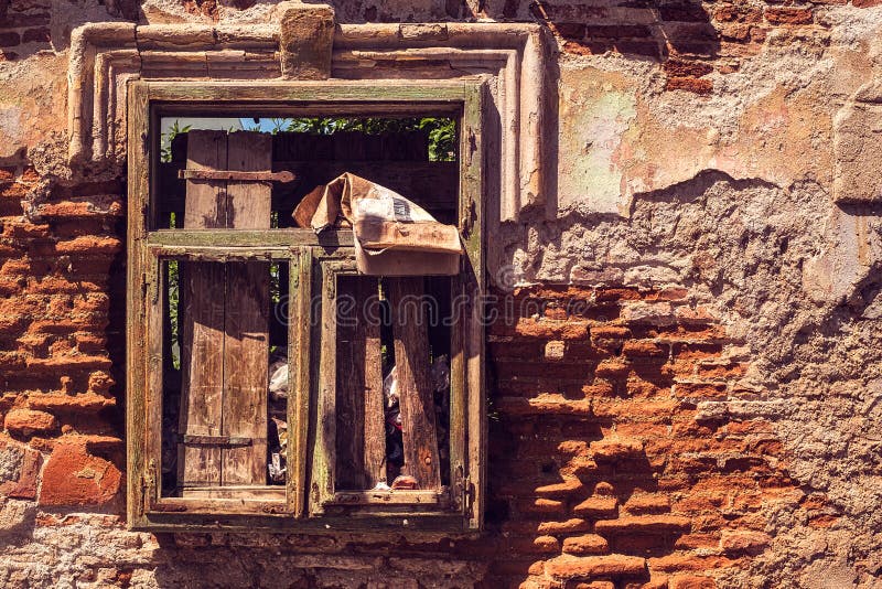 Window of a Derelict House Full of Garbage Stock Image - Image of house ...